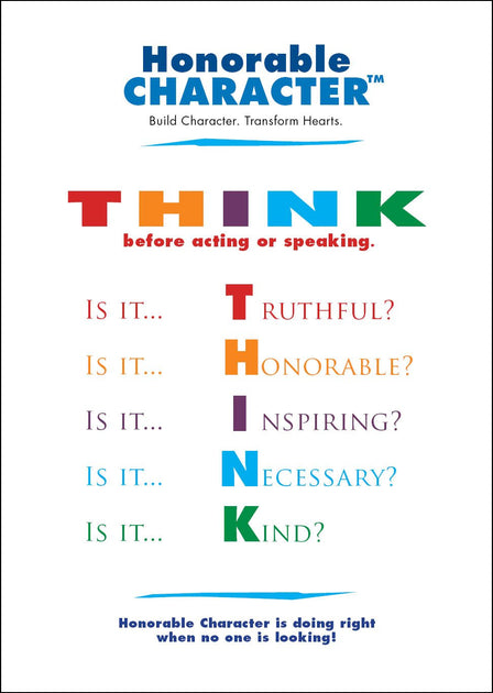 THINK Posters (9"x 13.5"): Encouraging Thoughtful Behavior | HONORABLE ...